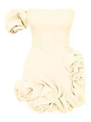 POST MERIDIEM One-shoulder Ruffled Mini Dress - Neutrals