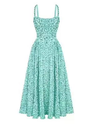 POST MERIDIEM Sequin Corset Midi Dress