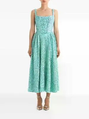POST MERIDIEM Sequin Corset Midi Dress