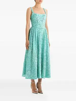 POST MERIDIEM Sequin Corset Midi Dress