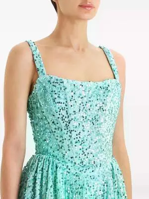 POST MERIDIEM Sequin Corset Midi Dress