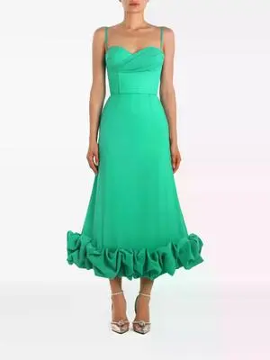 POST MERIDIEM Draped-bodice Flounced-hem Midi Dress
