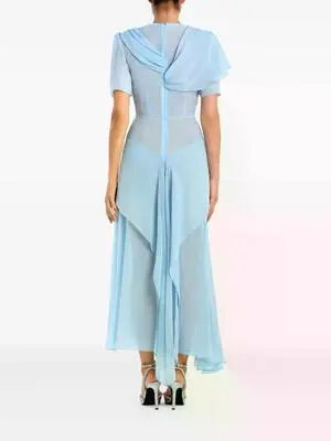POST MERIDIEM Asymmetrical Ruffled Midi Dress - Blue
