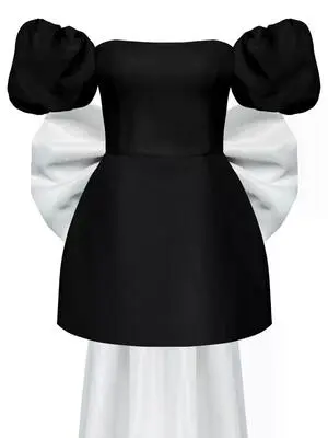 POST MERIDIEM Puff-sleeve Mini Dress With Bow