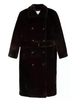 STAND STUDIO Belted Double-breasted Coat - Red