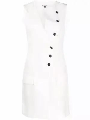 KRIZIA Asymmetric Button-up Midi Dress