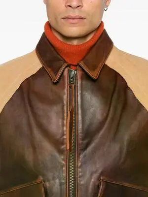 KHOKI Pocketed Belted Leather Jacket