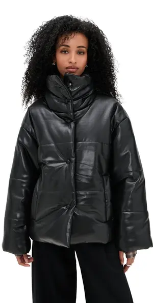 Nanushka Hide Faux Leather Puffer Coat
