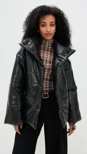 Nanushka Hide Faux Leather Puffer Coat