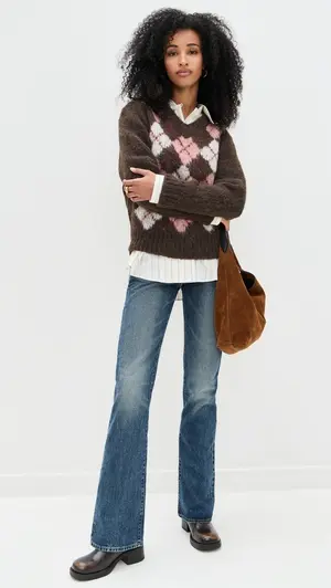 DUNST Argyle V-neck Sweater