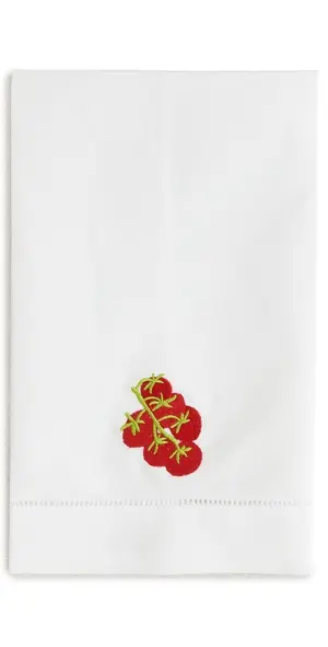 ABBODE Tomato Embroidered Tea Towel - White