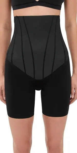 Spanx High-waisted Mid-thigh Shorts - Very Black