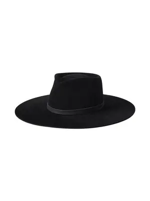 L'Agence Reyes Leather Band Fedora - Black