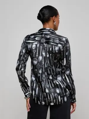 L'Agence Tyler Silk Printed Blouse