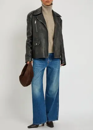 Khaite Catalina Leather Jacket - Black