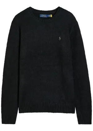 Polo Ralph Lauren Logo-embroidered Wool-blend Jumper - Black