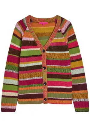THE ELDER STATESMAN Striped Cashmere Cardigan