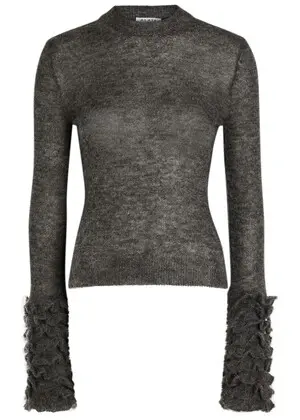 Alaïa Ruffled Mohair-blend Top - Grey