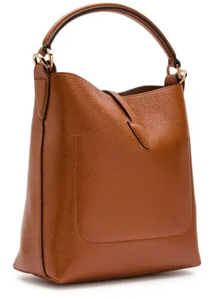 TOD'S T-plaque Grained Leather Top Handle Bag - Tan