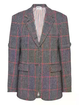 Thom Browne Tweed Checked Blazer With Armband - Red