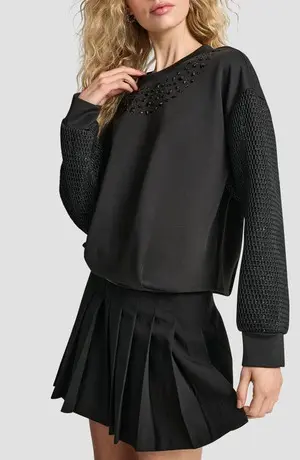 Dkny Mixed Media Bubble Sweatshirt