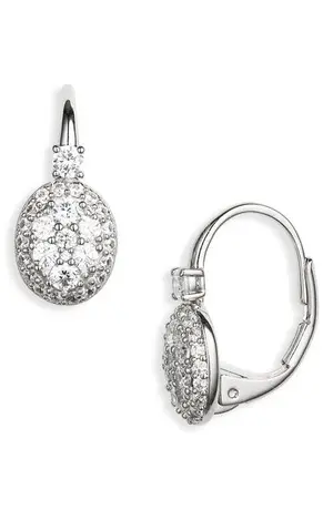 Nadri Crushed Pavé Oval Drop Earrings - Rhodium