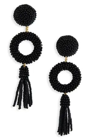 Deepa Gurnani Oliver Beaded Drop Earrings Black