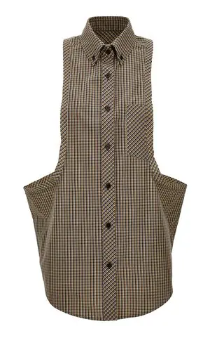 Versace Checked Cotton-poplin Tabard Top - Multi
