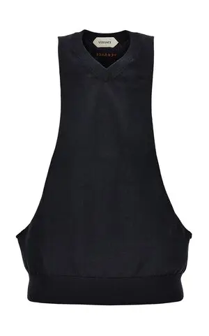 Versace Cutout Cotton-blend Tank Top - Navy