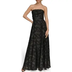 DONNA KARAN NEW YORK Metallic Strapless Gown