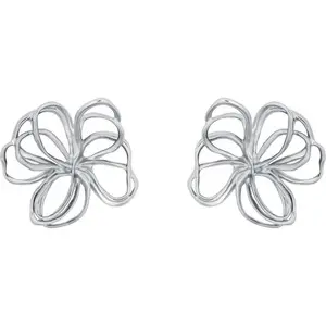 Oscar De La Renta Wire Flower Stud Earrings - Silver