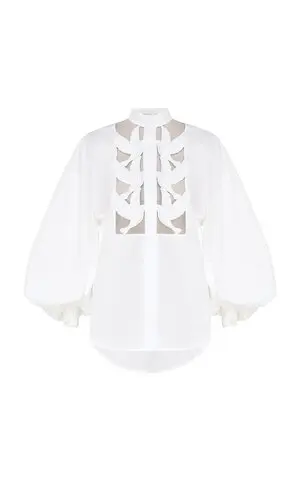 Zimmermann Luna Appliquéd Cotton Shirt - Ivory