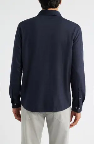 Robert Barakett Alonzo Knit Button-up Shirt - Navy