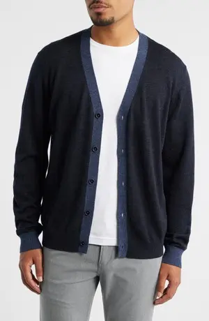 Robert Barakett Thomas Merino Wool Cardigan - Navy