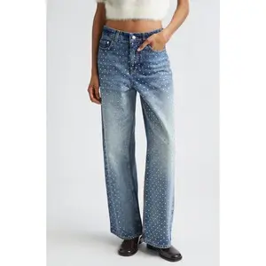 Monse Crystal-embellished Wide-leg Jeans - Indigo
