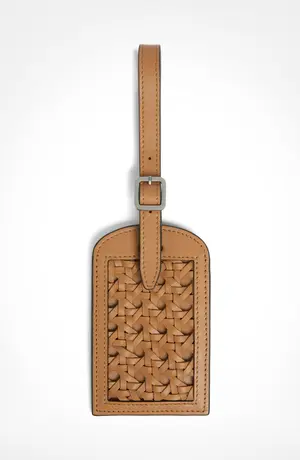 AVITEUR Paglia Di Vienna Weave Calfskin Luggage Tag - Walnut