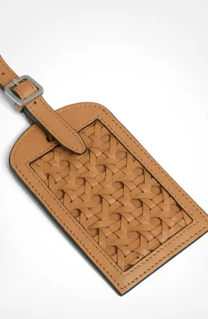 AVITEUR Paglia Di Vienna Weave Calfskin Luggage Tag - Walnut