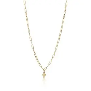BOWOOD LANE 14k -filled Cross Charm Necklace With Paperclip Chain - Gold