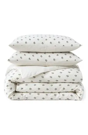 PERI HOME Block Print Cotton Gauze Duvet & Shams Set - Ivory Multi