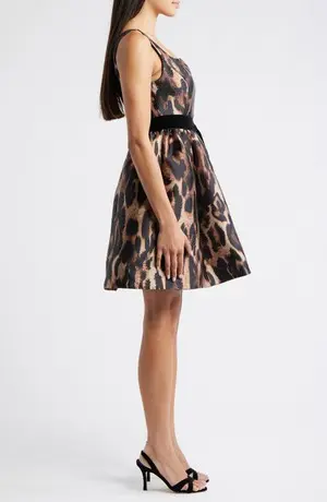 Julia Jordan Leopard Print Cocktail Mini Dress