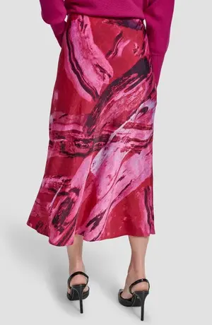 Dkny Abstract Print Bias-cut Midi Skirt