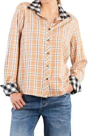 BILLY T Plaid Cotton Blend Shirt