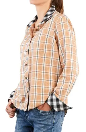 BILLY T Plaid Cotton Blend Shirt