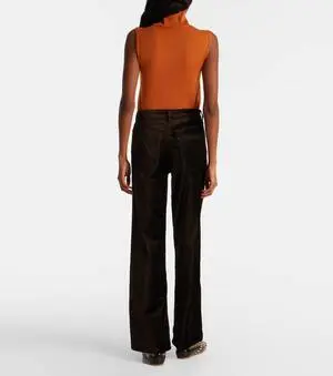 FRAME Le Slim Palazzo Velvet Wide-leg Pants