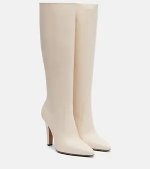 Women's White Stiletto Knee-High Boots