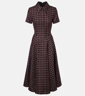 EMILIA WICKSTEAD Emilia Wickstead Jody Houndstooth Wool-Blend Midi Dress Red