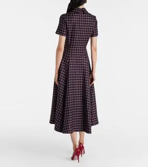 EMILIA WICKSTEAD Jody Houndstooth Wool-blend Midi Dress - Red