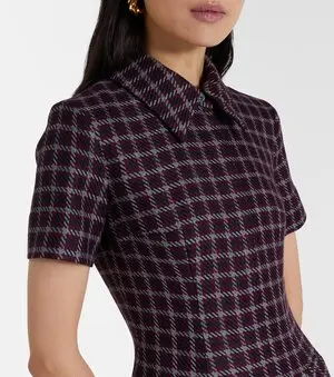 EMILIA WICKSTEAD Jody Houndstooth Wool-blend Midi Dress - Red