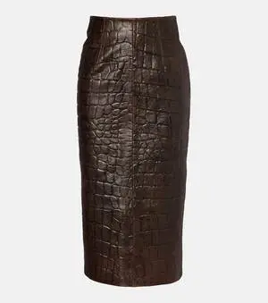 Women's Croc-Embossed Leather Skirts