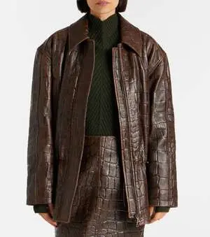EMILIA WICKSTEAD Norcutt Croc-effect Leather Jacket